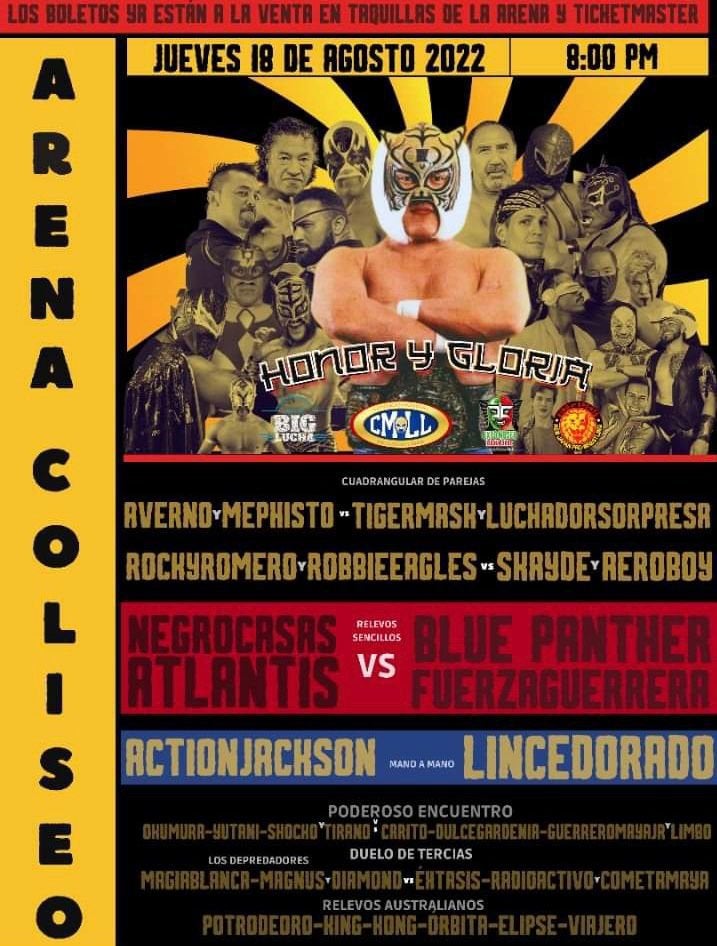 Lucha show honoring Tiger Mask IV on Aug 19, Averno & Mephisto vs Tiger ...