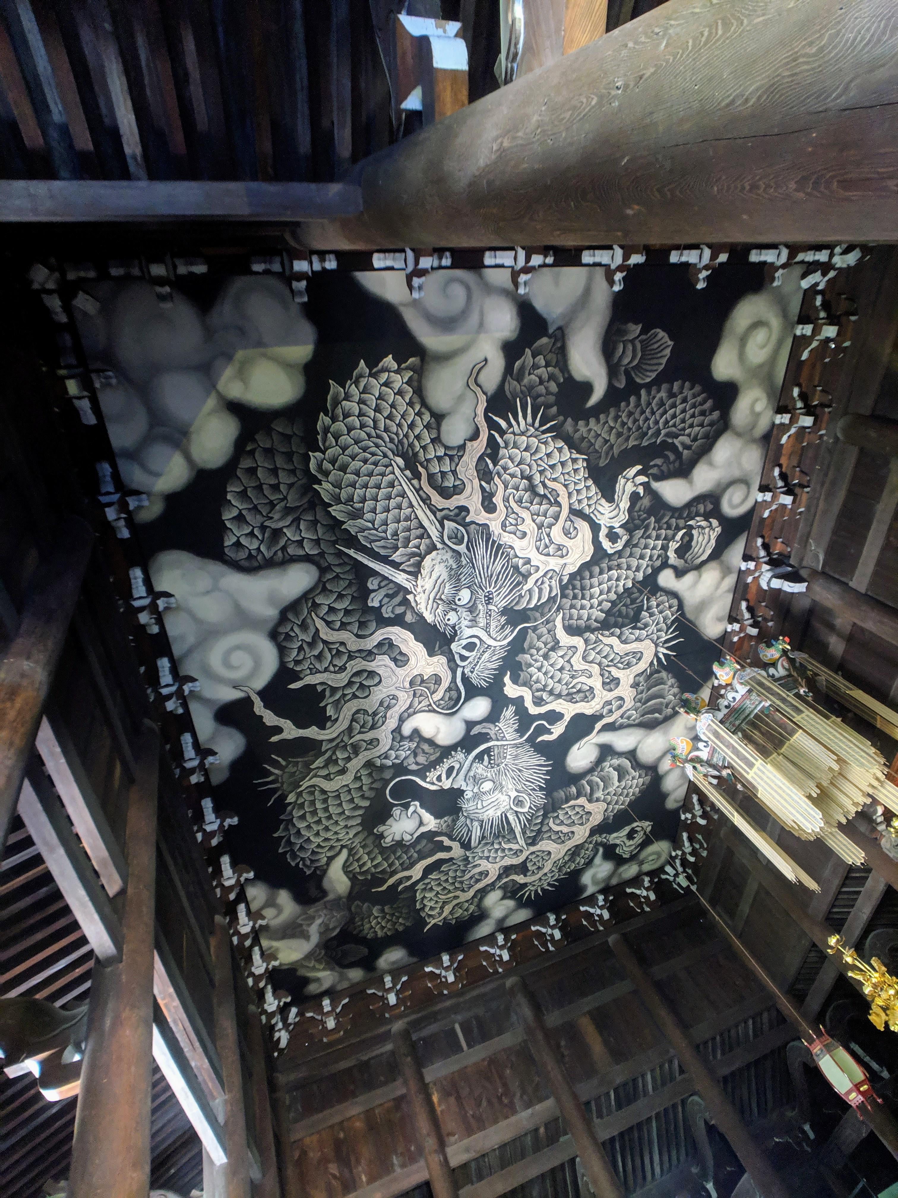 Kyoto temple ceiling art - Lonely Japan