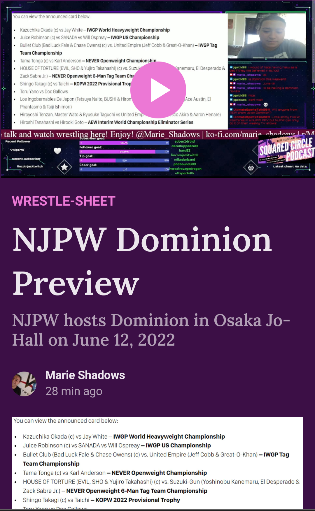 NJPW Dominion Preview! June 12 - Lonely Japan