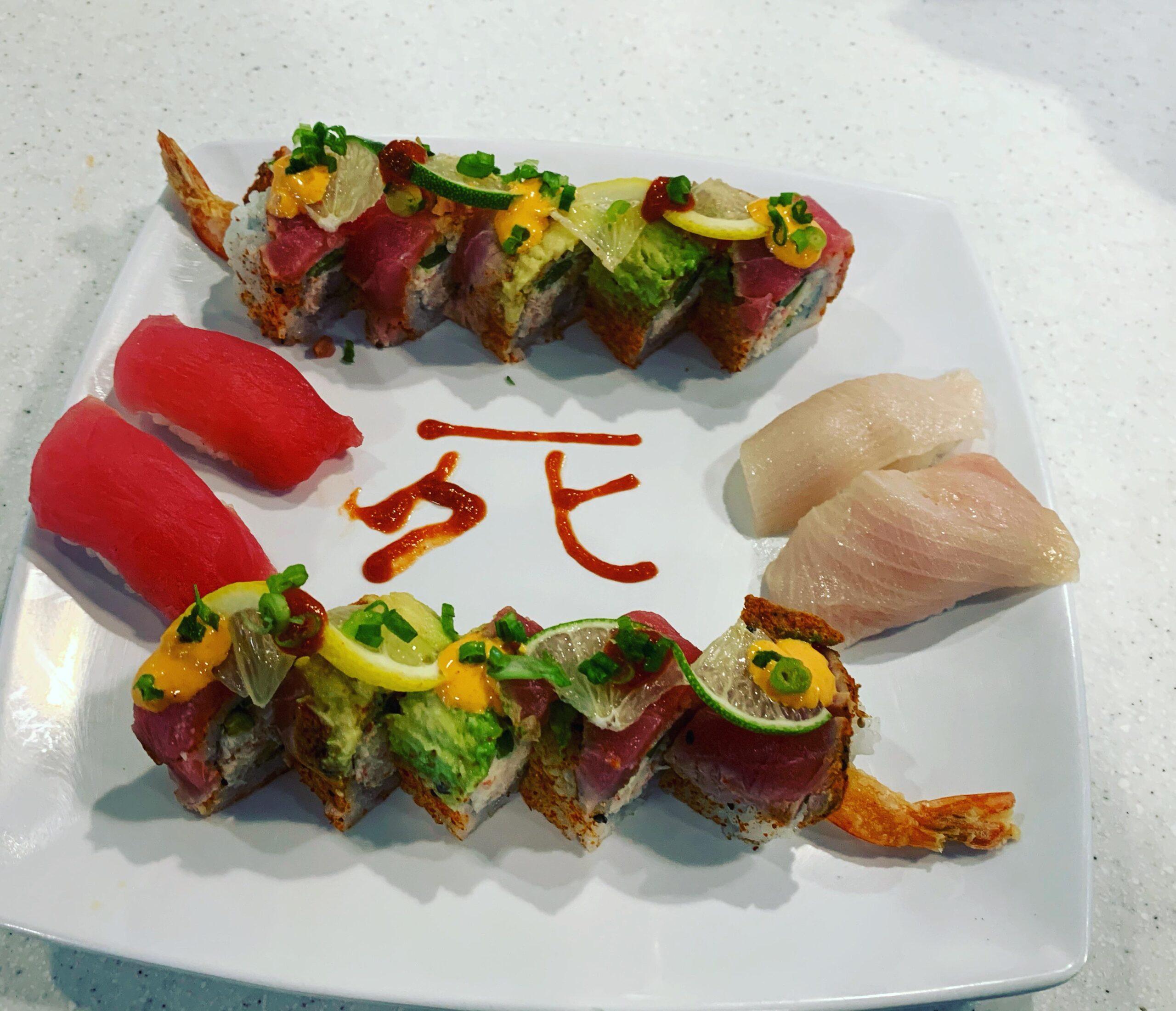 One of my personal creations, the samurai roll. Let the citrus snobs ...