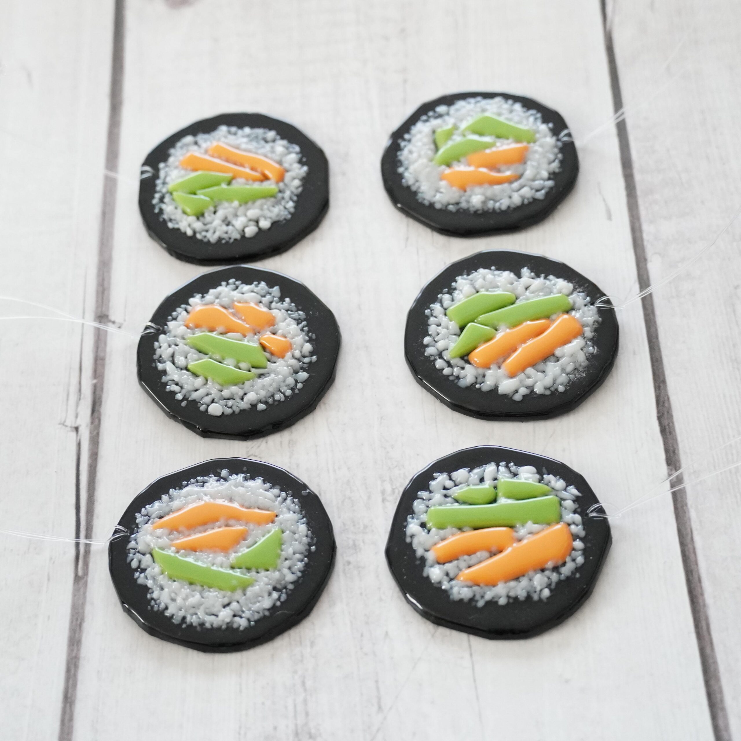 I made some fused glass sushi ornaments! - Lonely Japan