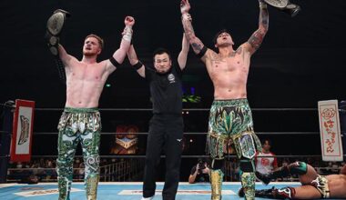 Yuji Nagata, Wataru Inoue, Hiroyoshi Tenzan, and Osamu Nishimura vs Takeshi Morishima, Akebono ...