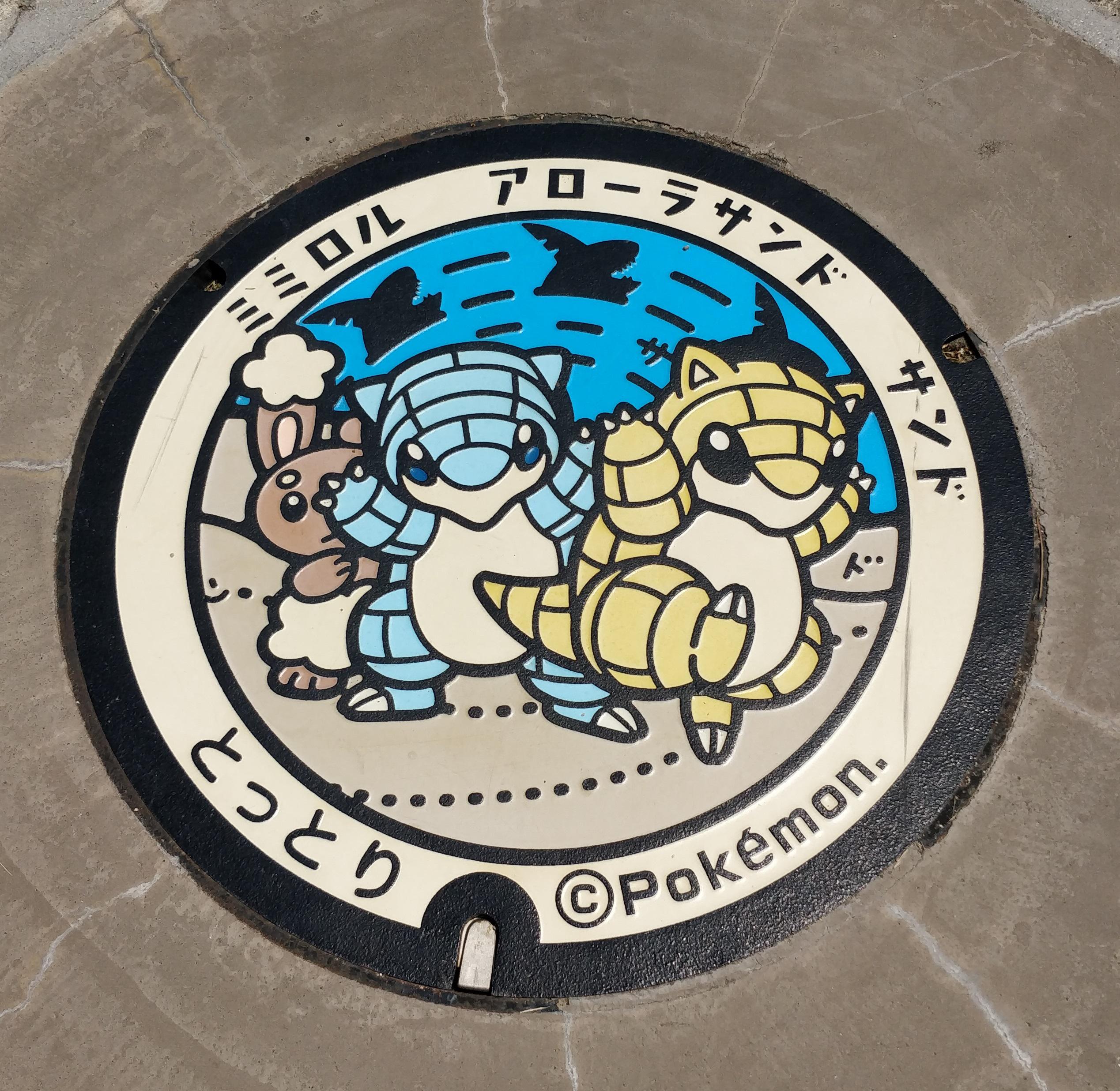 Pokemon manhole close to the Tottori sand dunes - Lonely Japan