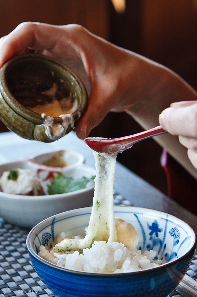 Tororo-imo on rice in Kawaguchiko before my trek up Mt. Fuji - Lonely Japan